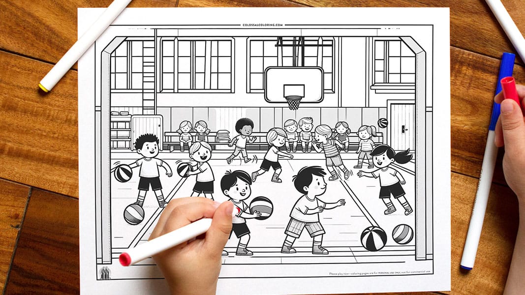 Dodgeball • Free Printable Coloring Page